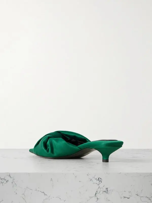 Carven Knotted Satin Mules - Green