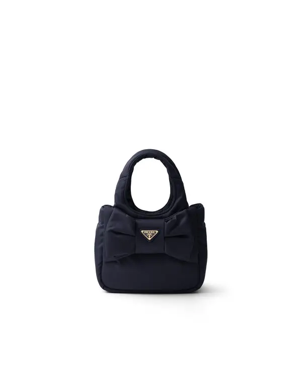 Prada Mini Padded Re-nylon Bag With Bow - Blue