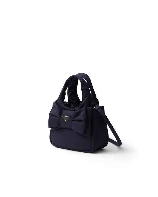 Prada Mini Padded Re-nylon Bag With Bow Detail - Blue