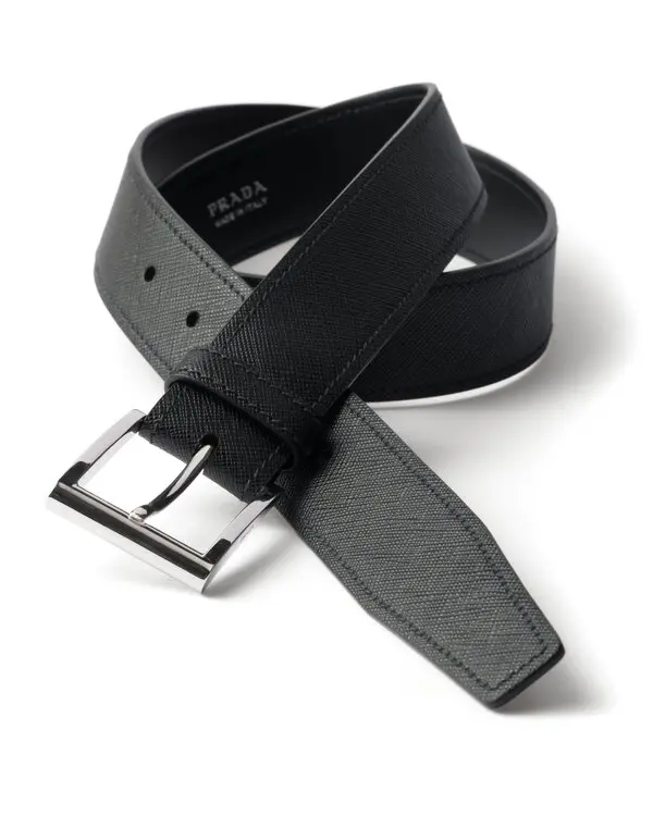 Prada Saffiano Leather Belt Strap - Black