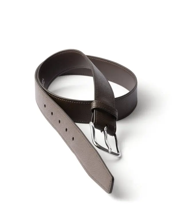 Prada Saffiano Leather Belt Strap - Brown