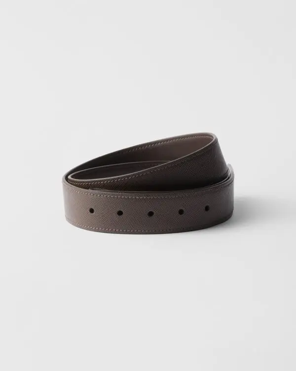 Prada Saffiano Leather Belt Strap - Coffee