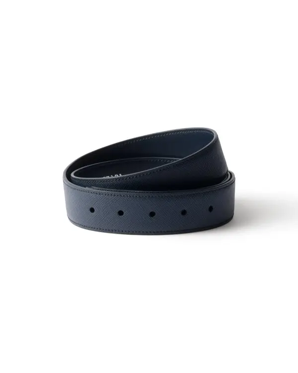 Prada Saffiano Leather Belt Strap - Blue