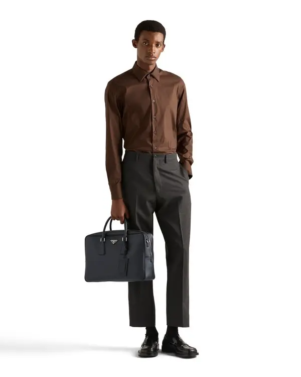 Prada Saffiano Leather Briefcase - Black | Editorialist