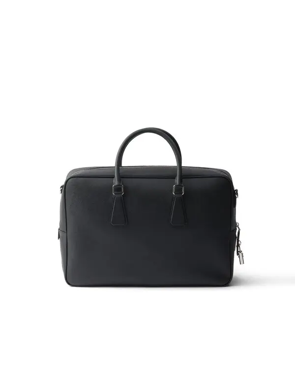 Prada Saffiano Leather Briefcase - Black | Editorialist