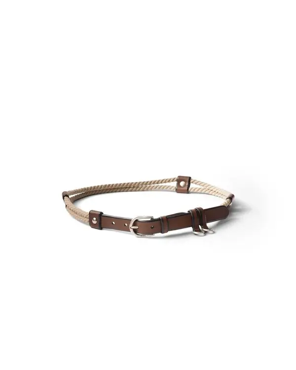 Prada Leather And Cord Belt - Brown