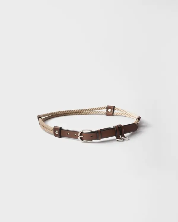 Prada Leather And Cord Belt - Palisander