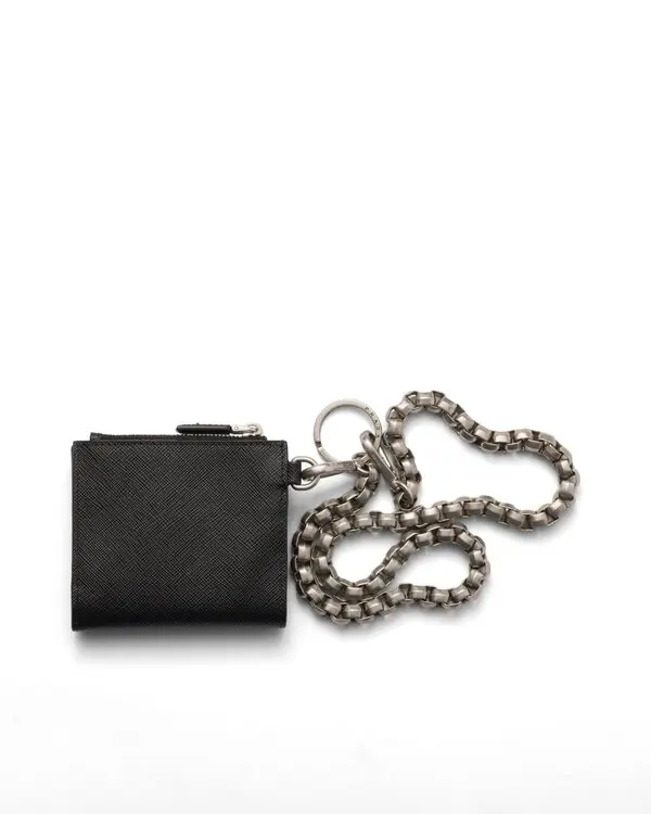Prada Small Saffiano Wallet With Chain