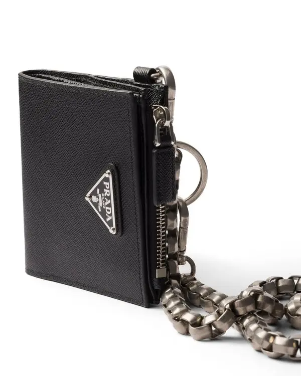Prada Small Saffiano Wallet With Chain