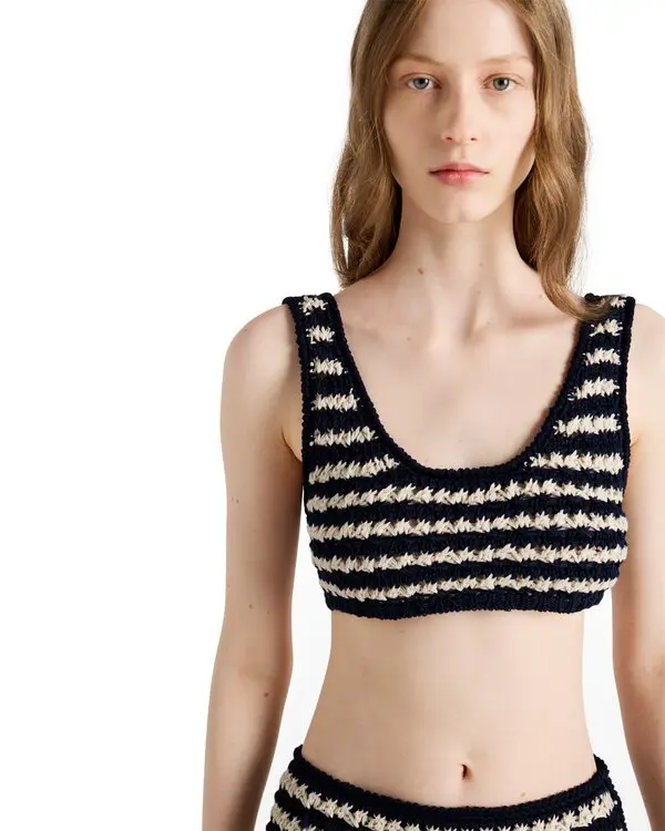 Prada Cotton Crochet Crop Top - Blue