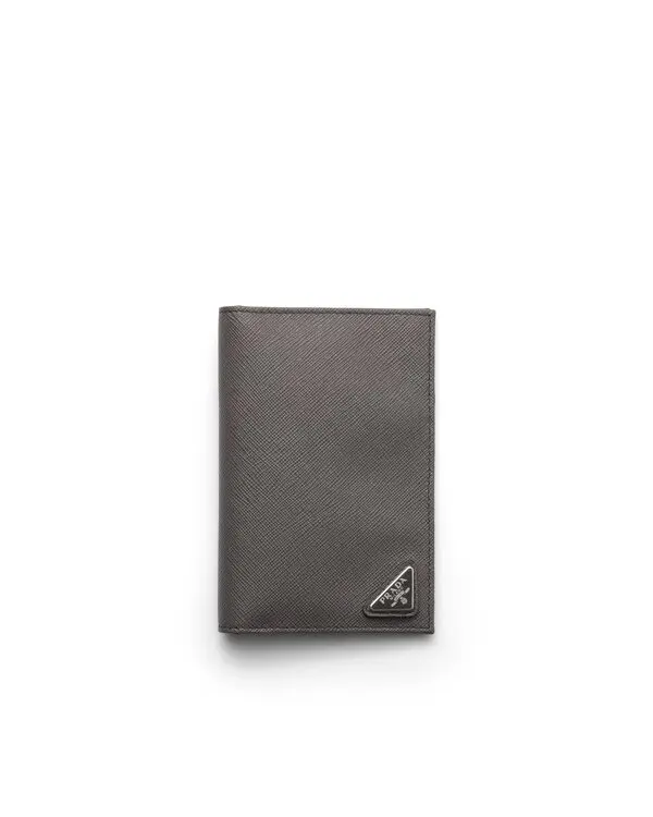 Prada Saffiano Leather Passport Holder - Grey