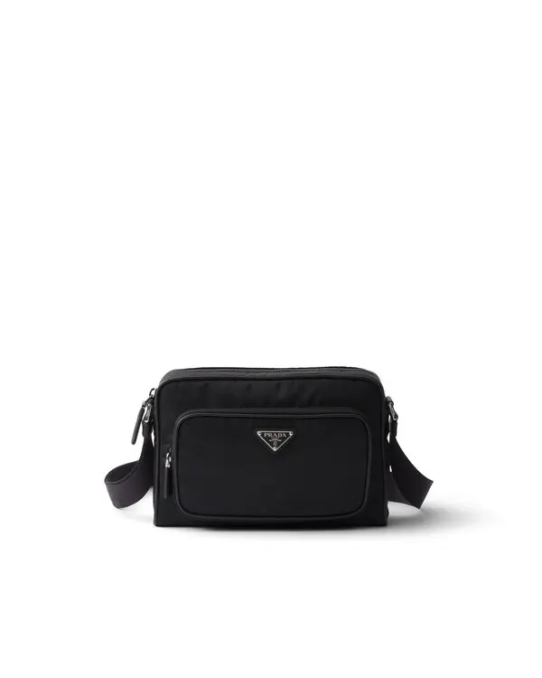 Prada Re-nylon And Saffiano Leather Shoulder Bag - Black