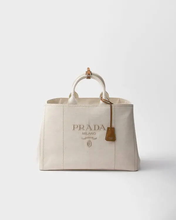 Prada Jardinière Extra-large Linen-blend Tote Bag - Natural