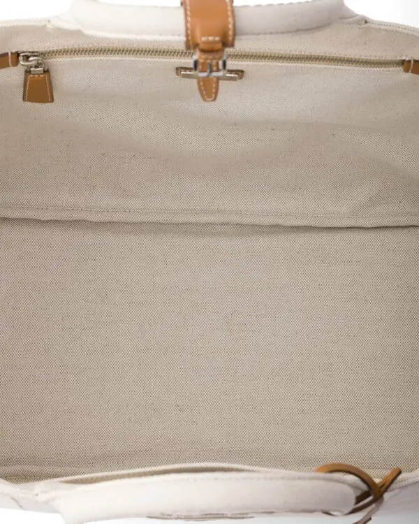 Prada Jardinière Extra-large Linen-blend Tote Bag - Neutral