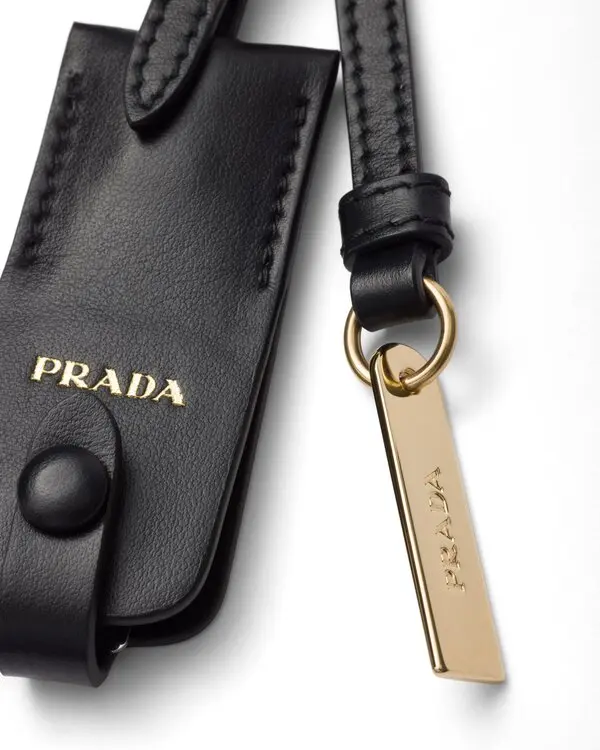 Prada Leather Keychain Charm With Mirror Case - Black