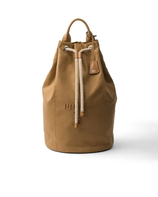 Prada Canvas Duffle Bag With Embroidered Logo - Brown