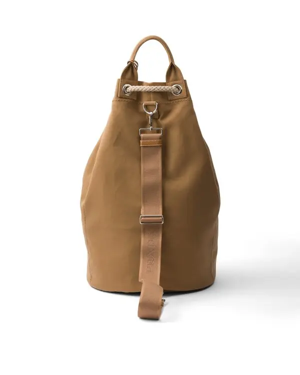 Prada Canvas Duffle Bag With Embroidered Logo - Brown