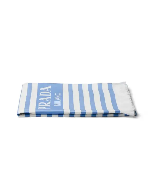 Prada Striped Cotton Beach Towel - White