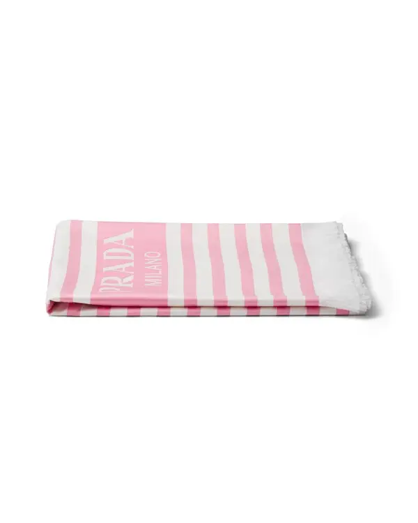 Prada Striped Cotton Beach Towel - White