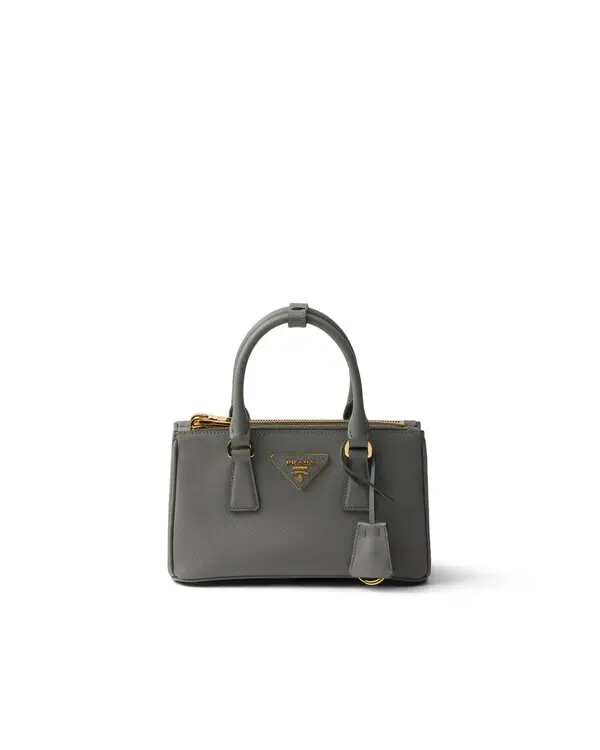 Prada Galleria Mini Saffiano Leather Bag - Grey