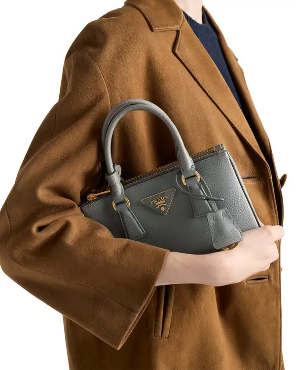 Prada Galleria Mini Saffiano Leather Bag - Grey