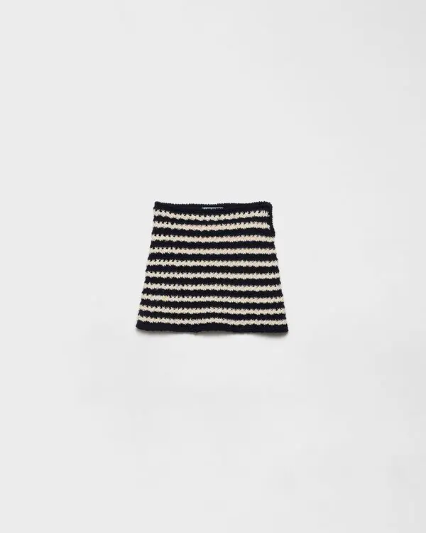 Prada Cotton Crochet Miniskirt - Blue/beige