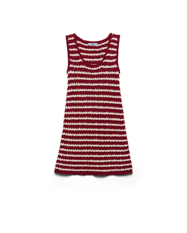 Prada Cotton Crochet Mini Dress - Red