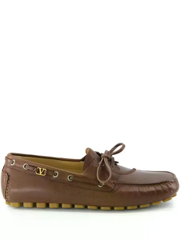 Valentino Garavani Driver Leather Loafers - Brown