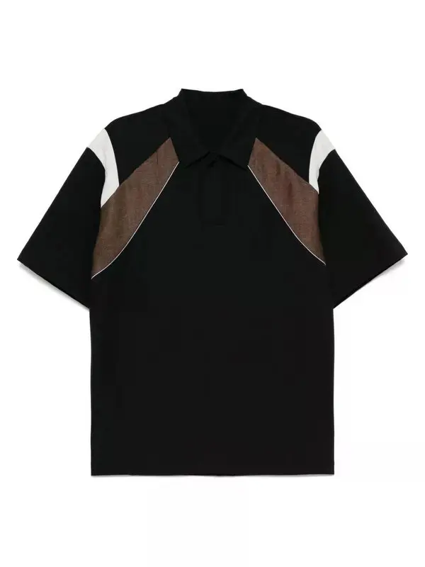 CROQUIS Panelled Polo Shirt - Black