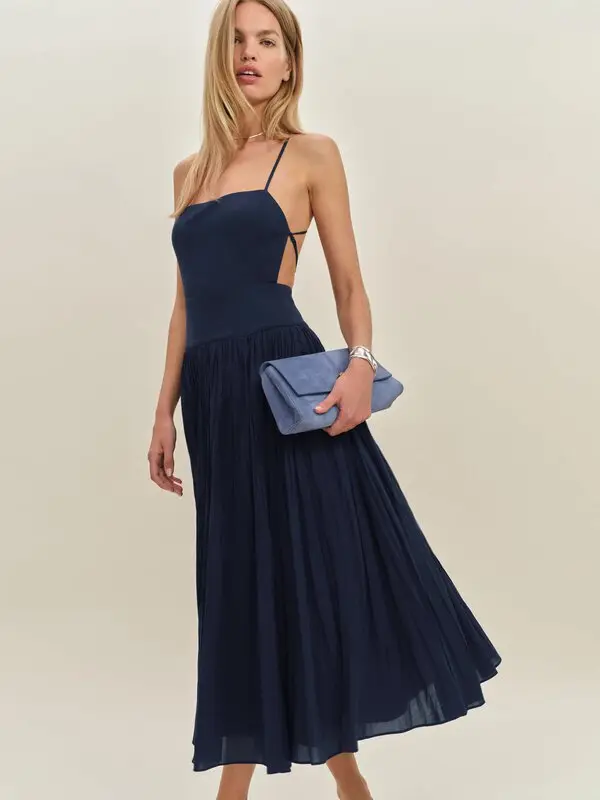 REFORMATION Perlette Halterneck Midi Dress