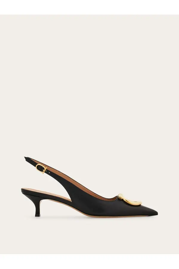 FERRAGAMO Maxi Gancini Slingback Pumps - Black