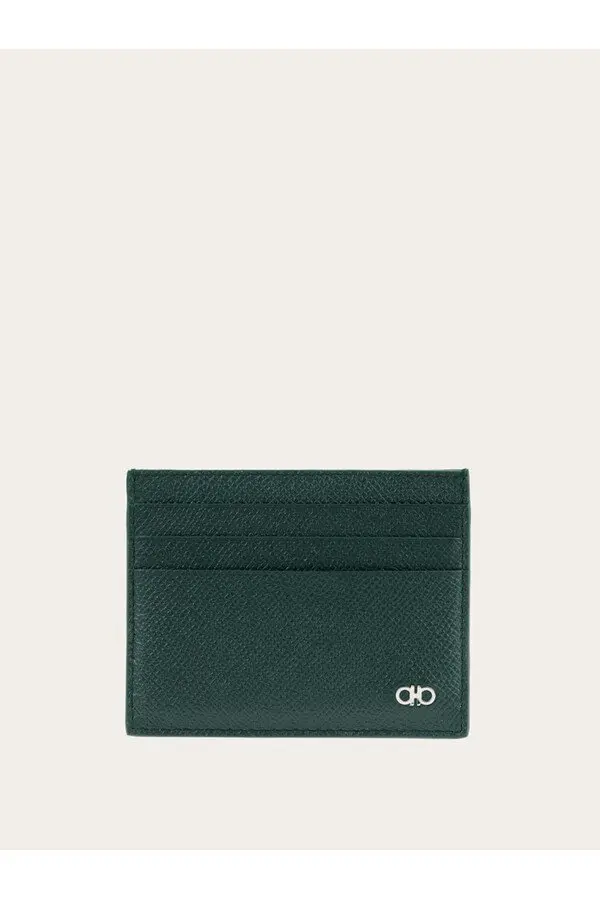 FERRAGAMO Gancini Credit Card Holder - Green