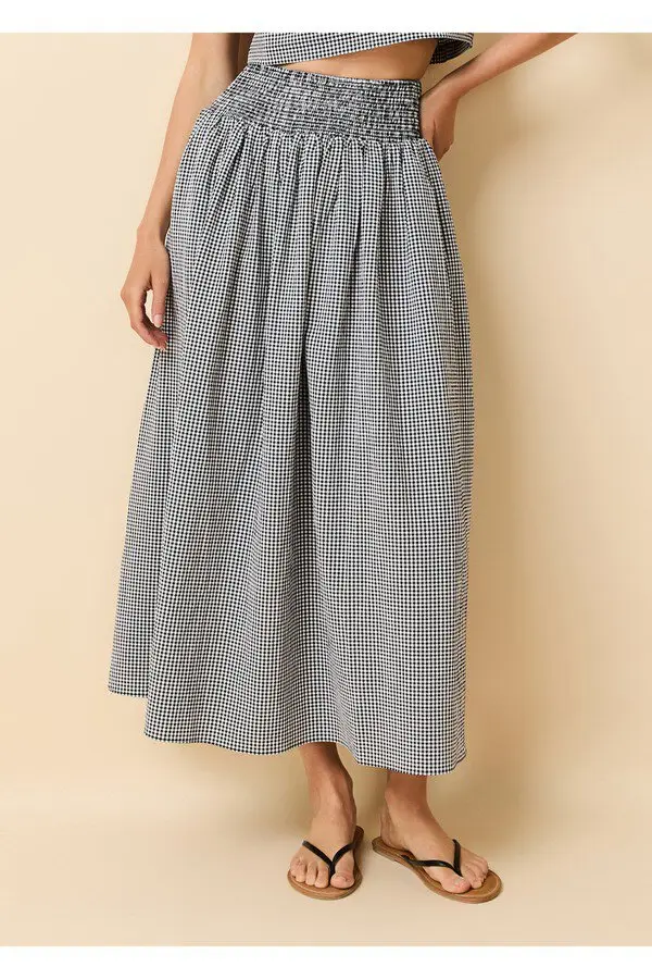 Solid & Striped Noreen Gingham Maxi Skirt - Natural