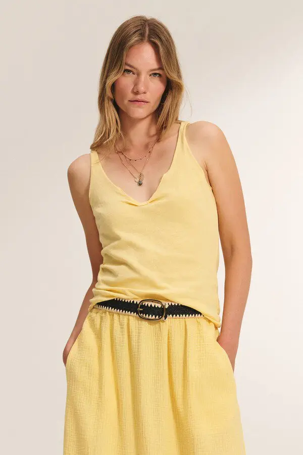 Velvet By Graham & Spencer Cotton Kim Tank Top - Yellow