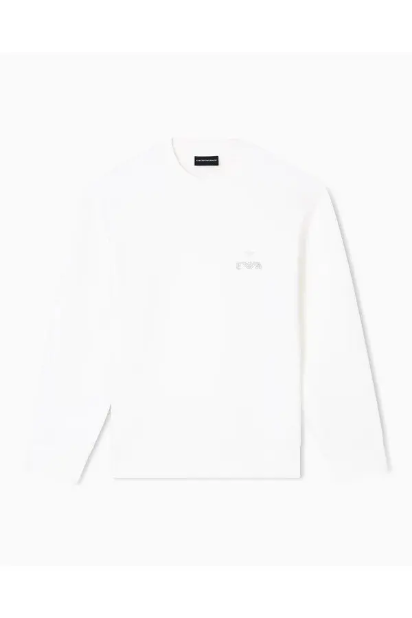 Emporio Armani Jersey Sweatshirt With Super-embossed Ea Embroidery - White