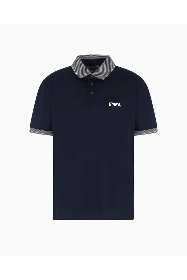 Emporio Armani Piqué Polo Shirt With Super-embossed Ea Embroidery - Navy