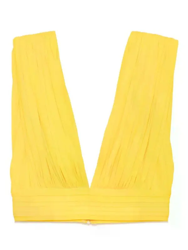 HERVE L. LEROUX Ruched V-neck Top