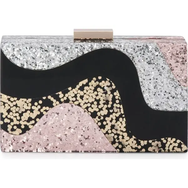 OLGA BERG Paris Wavy Acrylic Frame Clutch - Multi