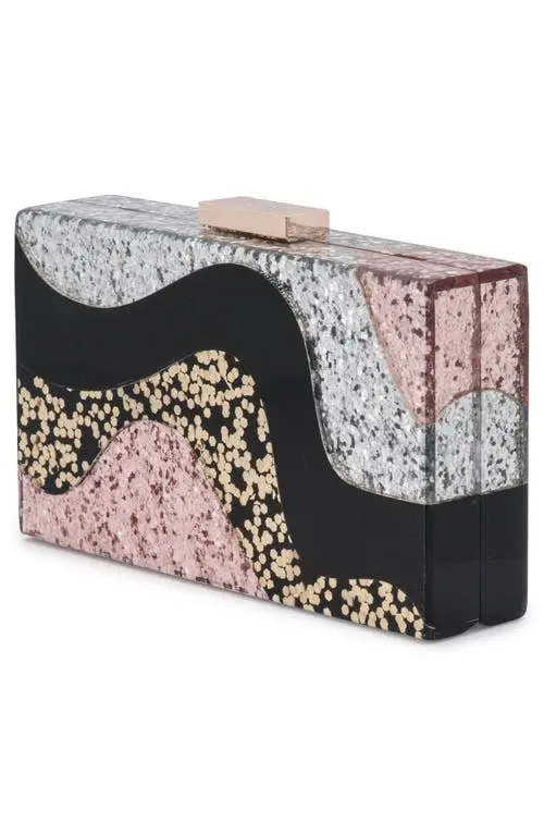 OLGA BERG Paris Wavy Acrylic Frame Clutch