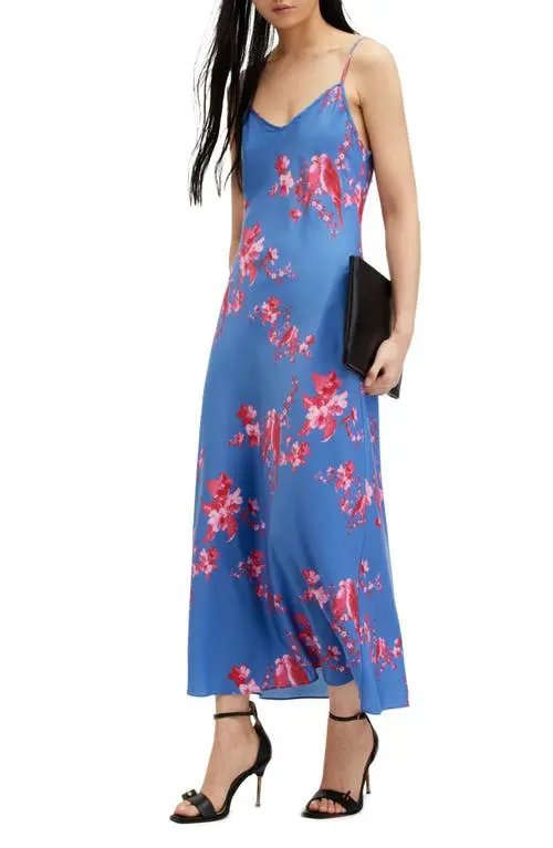 ALLSAINTS Floral Print Slip Dress - Neon Pink