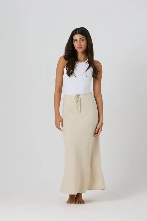 BY TESS COLLECTION A-line Maxi Skirt - Beige