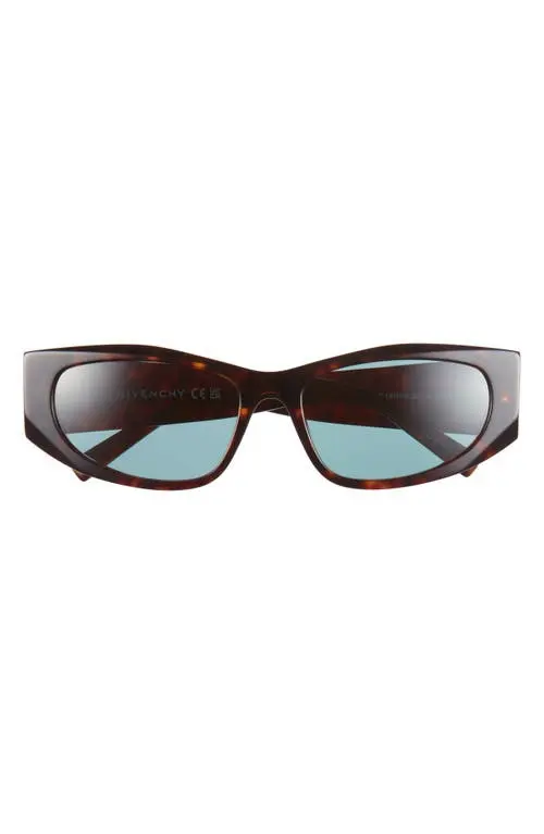 Givenchy Gv Day 56mm Geometric Sunglasses - Dark Havana / Green