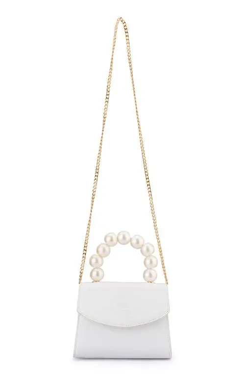OLGA BERG Peta Faux Pearl Top Handle Bag - White