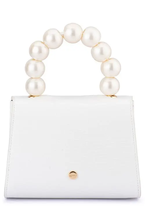 OLGA BERG Peta Faux Pearl Top Handle Bag - White