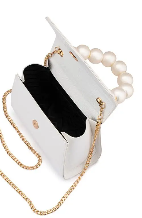 OLGA BERG Peta Faux Pearl Top Handle Bag - White