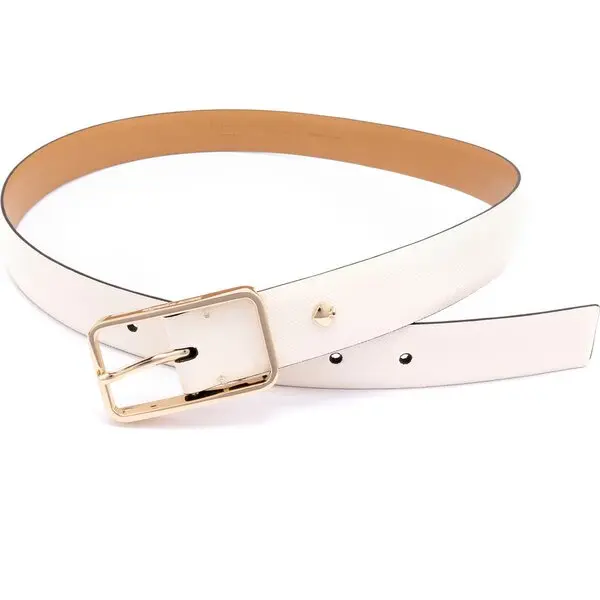 Kate Spade New York Leather Belt With Spade Buckle - Parchment