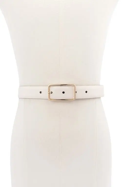 Kate Spade New York Leather Belt With Spade Buckle - Parchment