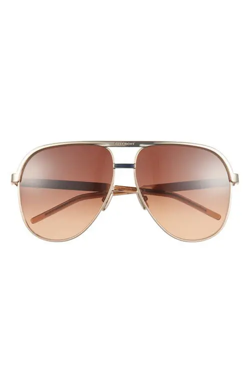 Givenchy 62mm Oversize Pilot Sunglasses - Shiny Endura Gold / Brown