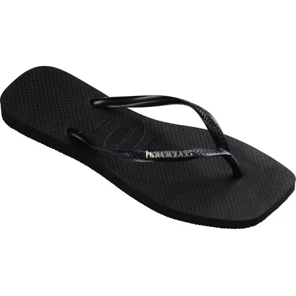 Havaianas Slim Square Logo Flip Flop - Black/silver