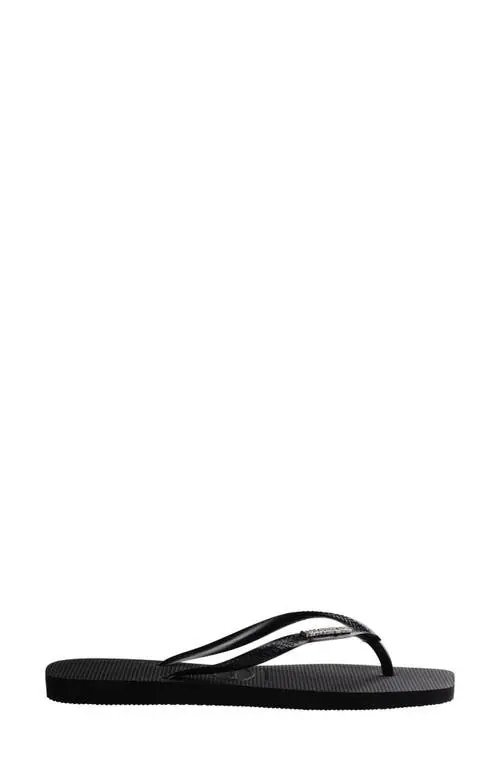 Havaianas Slim Square Logo Flip Flop - Black/silver